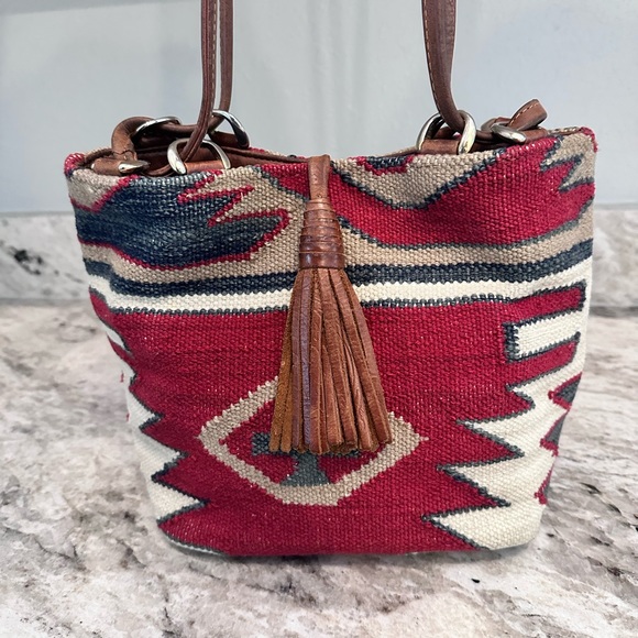 Bags | Vintage Shoulderbag Native American Kilim With Leather Edge And ...